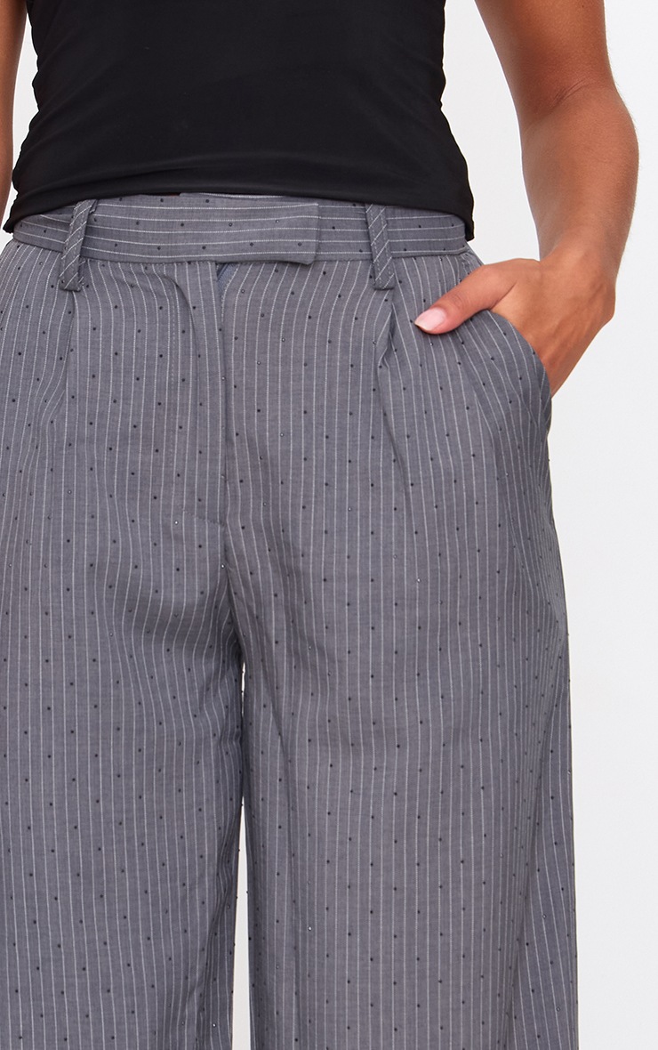 Charcoal Hotfix Tailored Wide Leg Trousers | Bottoms | PLT