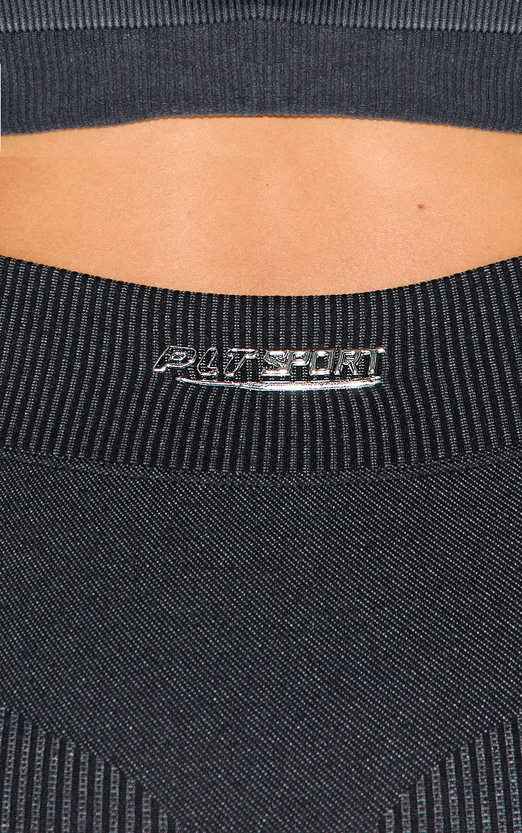 PLT Black Acid Wash Rib Cross Flare Yoga Pants | Activewear ...