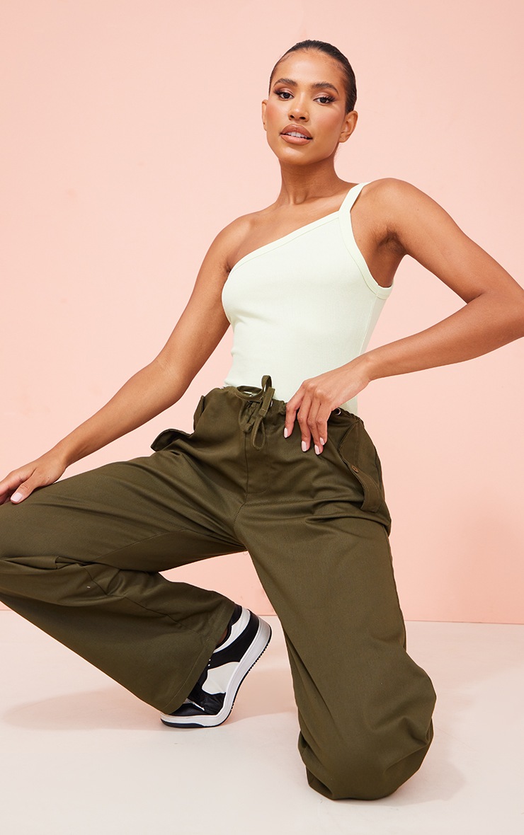 Lime Wide Rib One Shoulder Vest | Tops | PrettyLittleThing IE