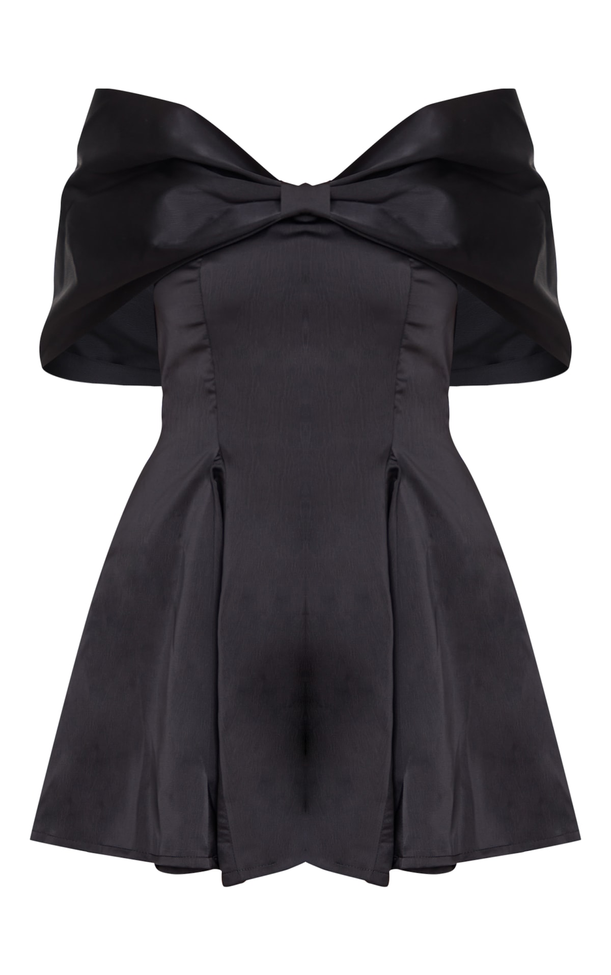 Premium Black Satin Extreme Bow Detail Romper | Dresses ...