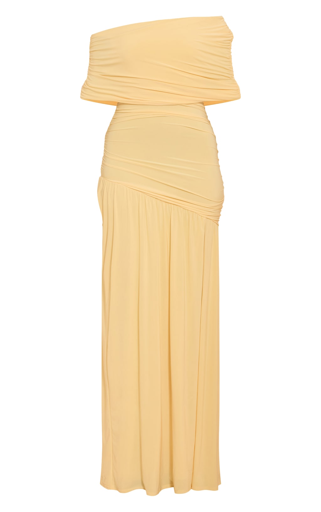Lemon Double Layer Bardot One Shoulder Maxi Dress | Dresses ...