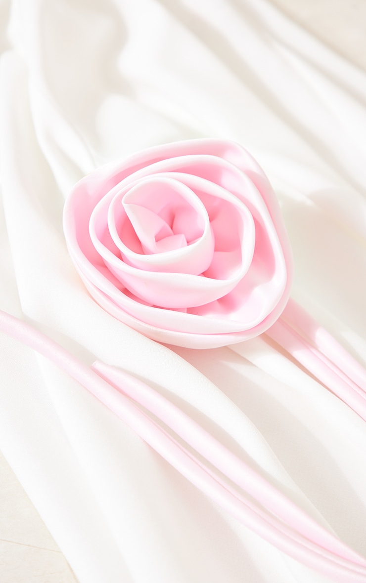 Baby Pink Flower Tie Neck Corsage | PrettyLittleThing