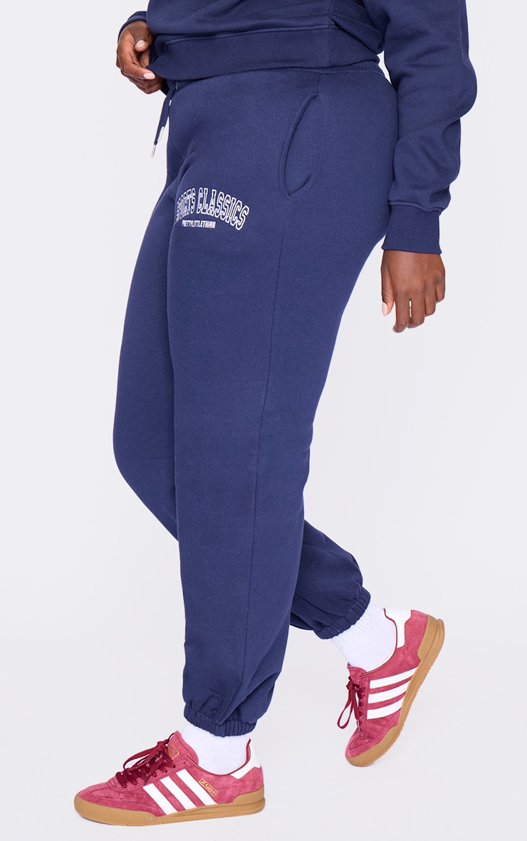 Plus Navy Classic Embroidered Cuffed Sweatpants | Plus Size | PLT USA