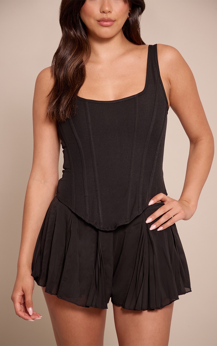 Black Chiffon Floaty Woven Pleated Skort | Bottoms | PLT AUS