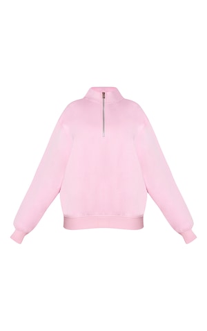 Petite Baby Pink Funnel Neck Zip Sweatshirt | Petite | PLT