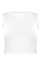 White Cotton Tie Back Racer Crop Top | Tops | PLT