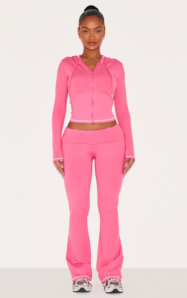 Shape Hot Pink Sculpted Contrast Stitch Zip Hoodie | Shape | PLT