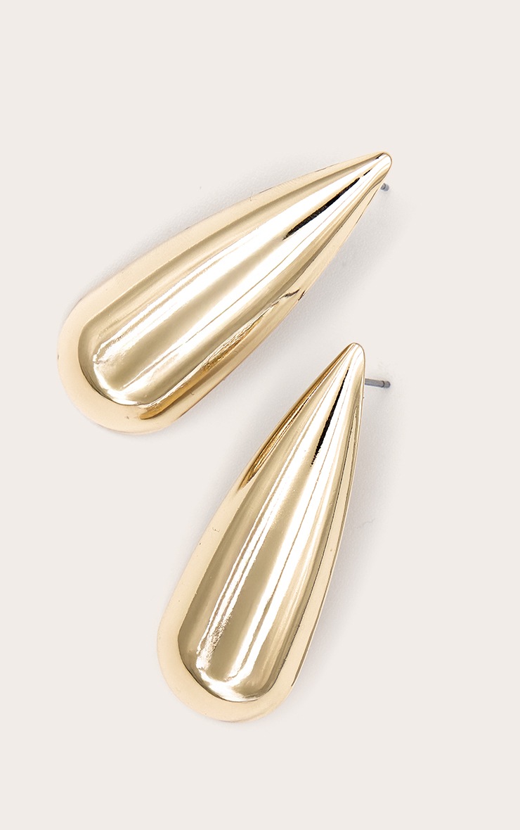 Gold Droplet Slim Stud Earrings | Accessories | PLT