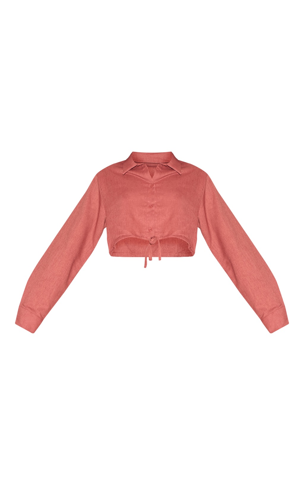 Rust Linen Look Drawstring Cropped Shirt | Co-ords | PrettyLittleThing USA