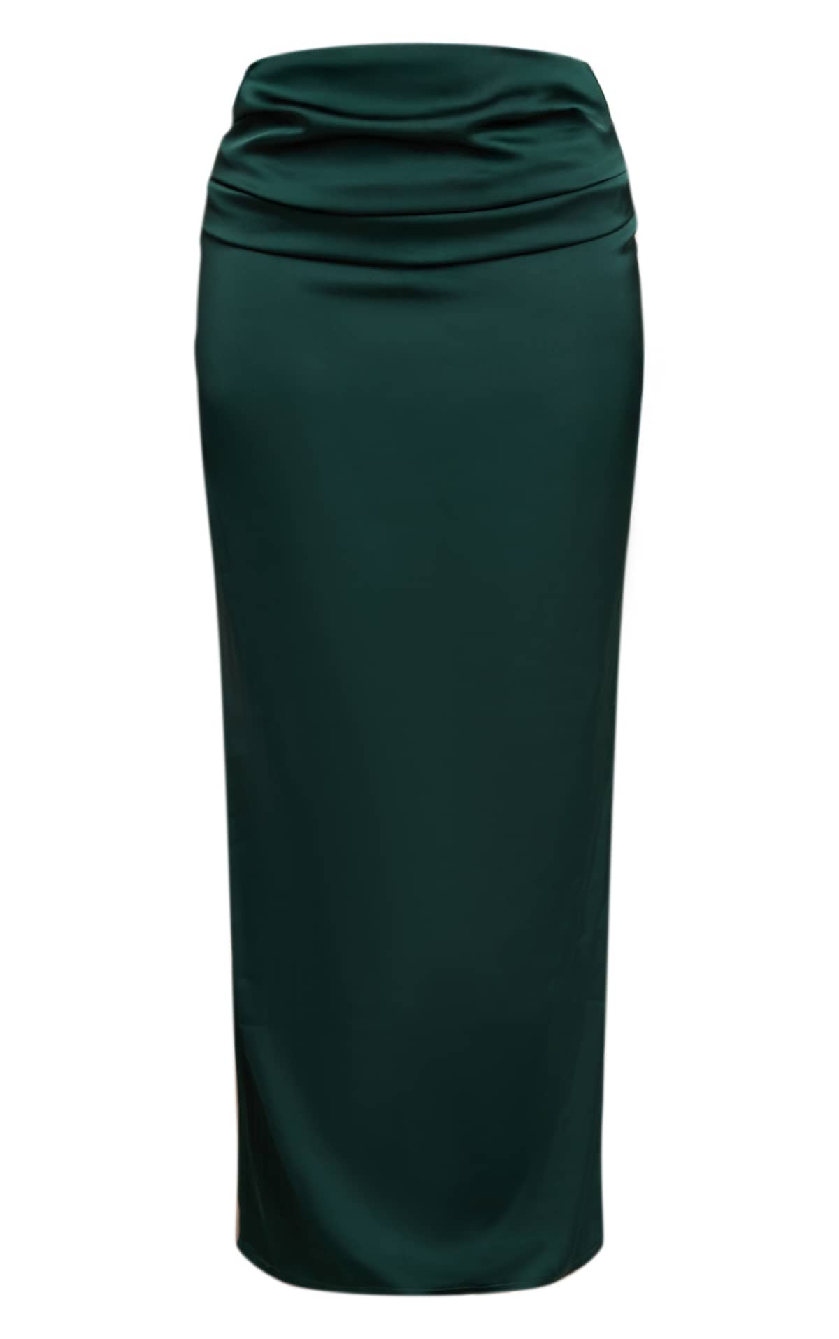 Petite Dark Olive Satin Drape Maxi Skirt | Petite | PrettyLittleThing USA