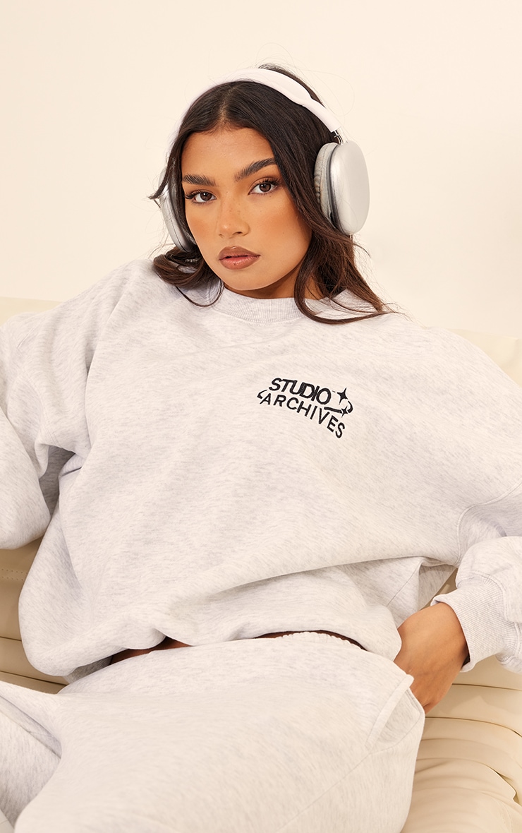 Ice Grey Studio Archive Embroidered Sweatshirt | Sweat ...