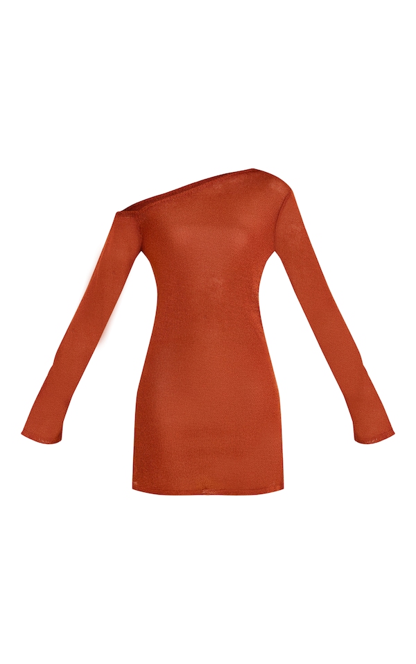 Rust Asymmetric Filigree Dress | Knitwear | PLT