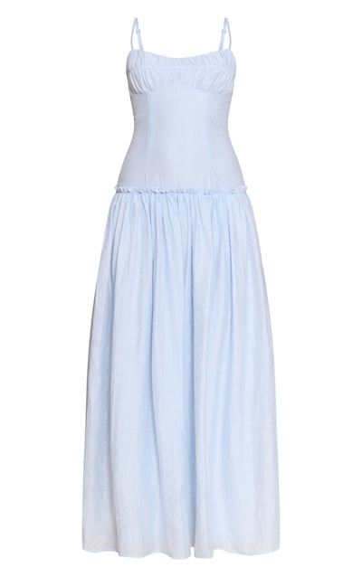 Light Blue Ruched Bust Drop Waist Maxi Dress | Dresses ...