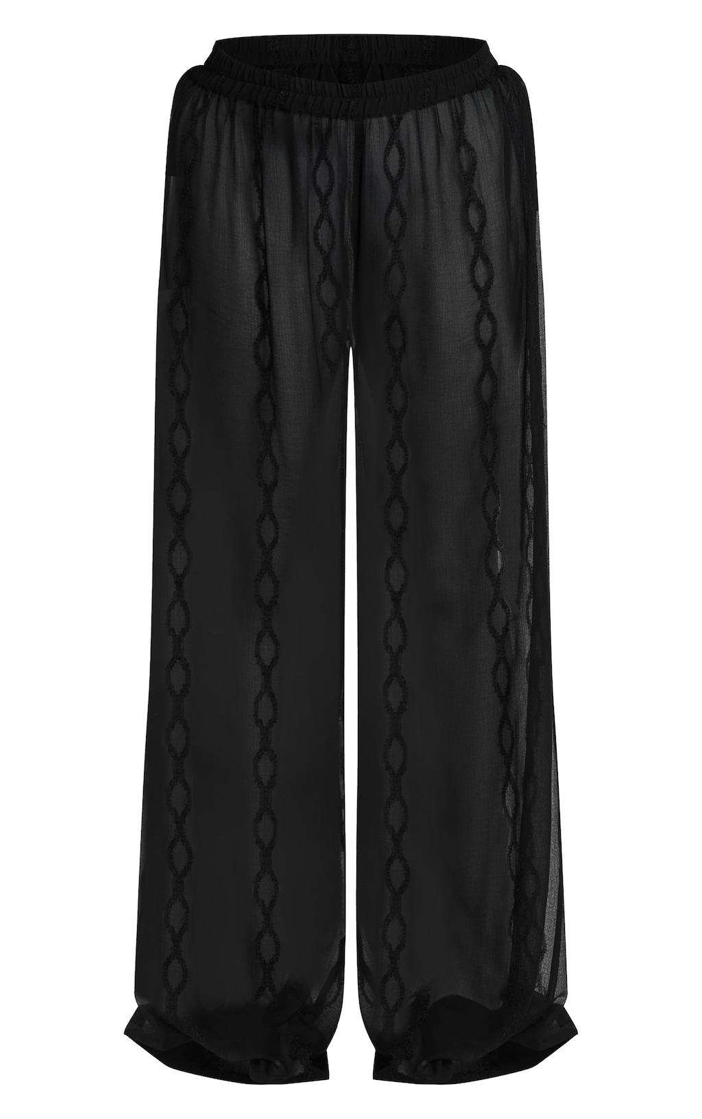 Plus Black Textured Chiffon Triangle Beach Top Pant Set | Plus Size | PLT USA