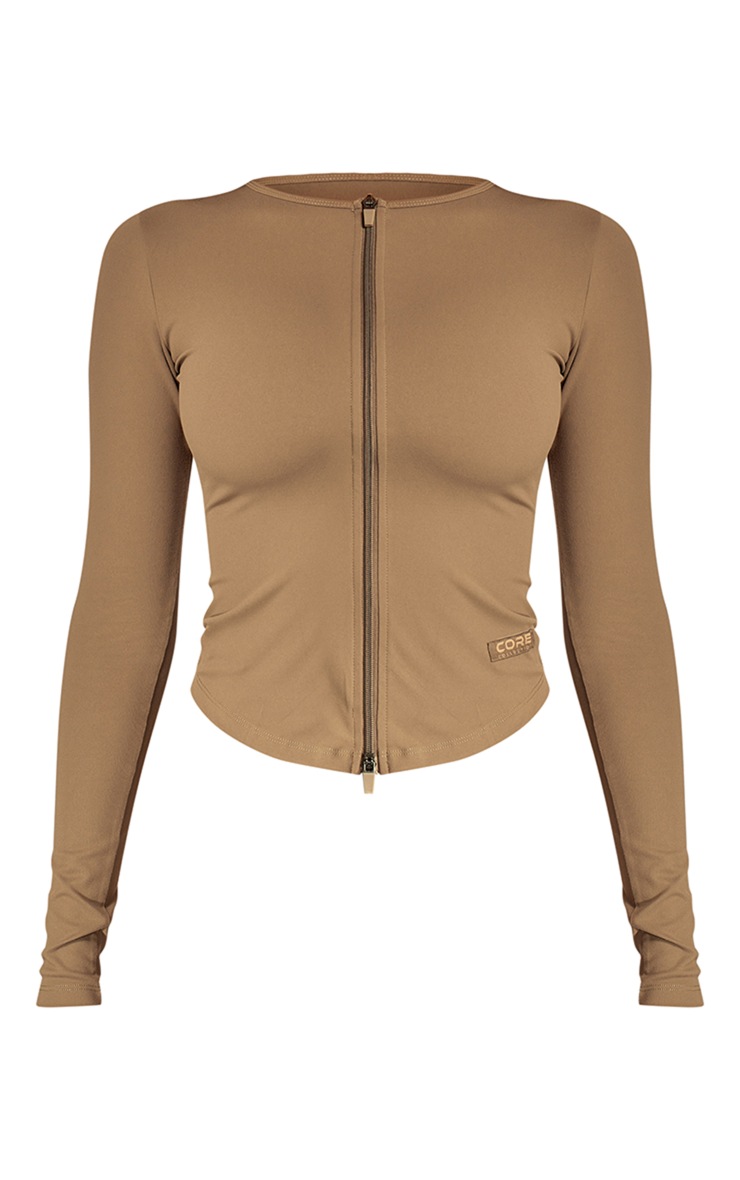 Mocha Core Collection Tab Contour Sculpt Zip Top | Tops | PLT