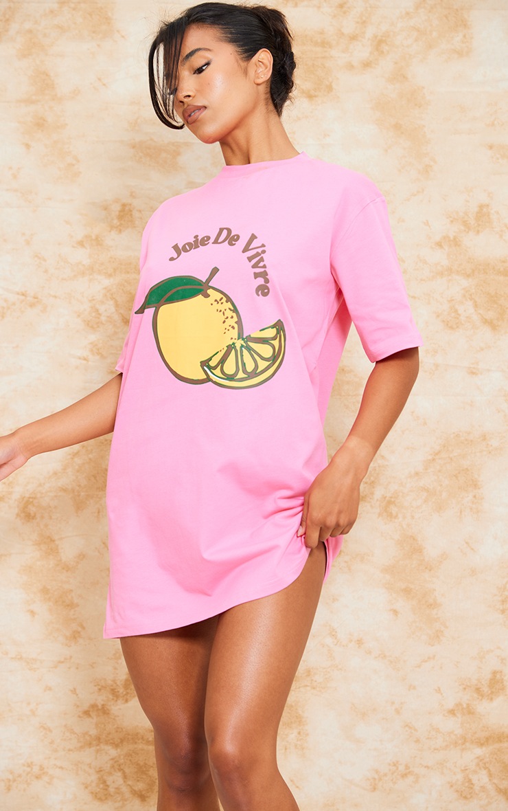 Bright Pink Valencia Short Sleeve T Shirt Dress | Dresses | PLT