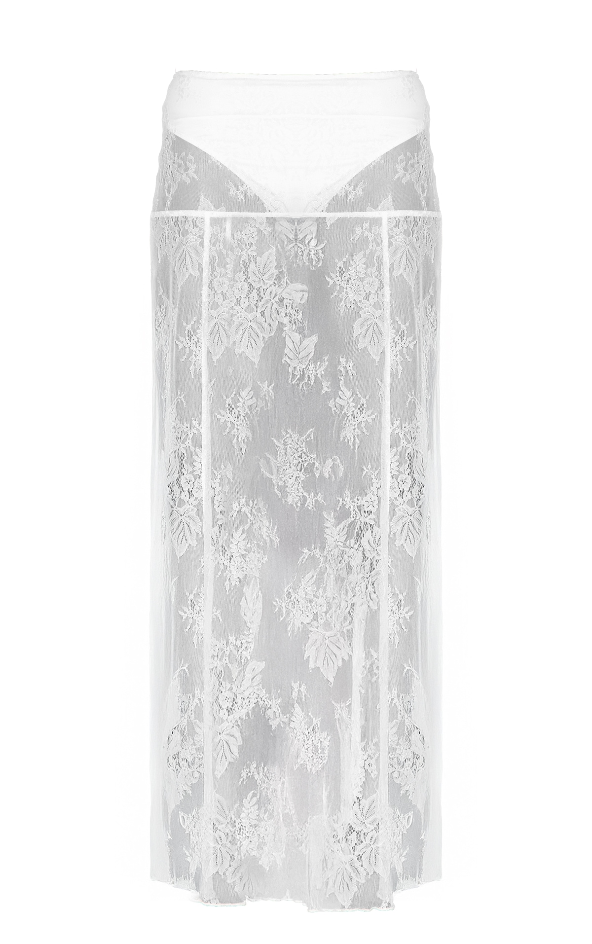 White Panties Insert Floral Lace Sheer Maxi Skirt | Bottoms | PrettyLittleThing AUS