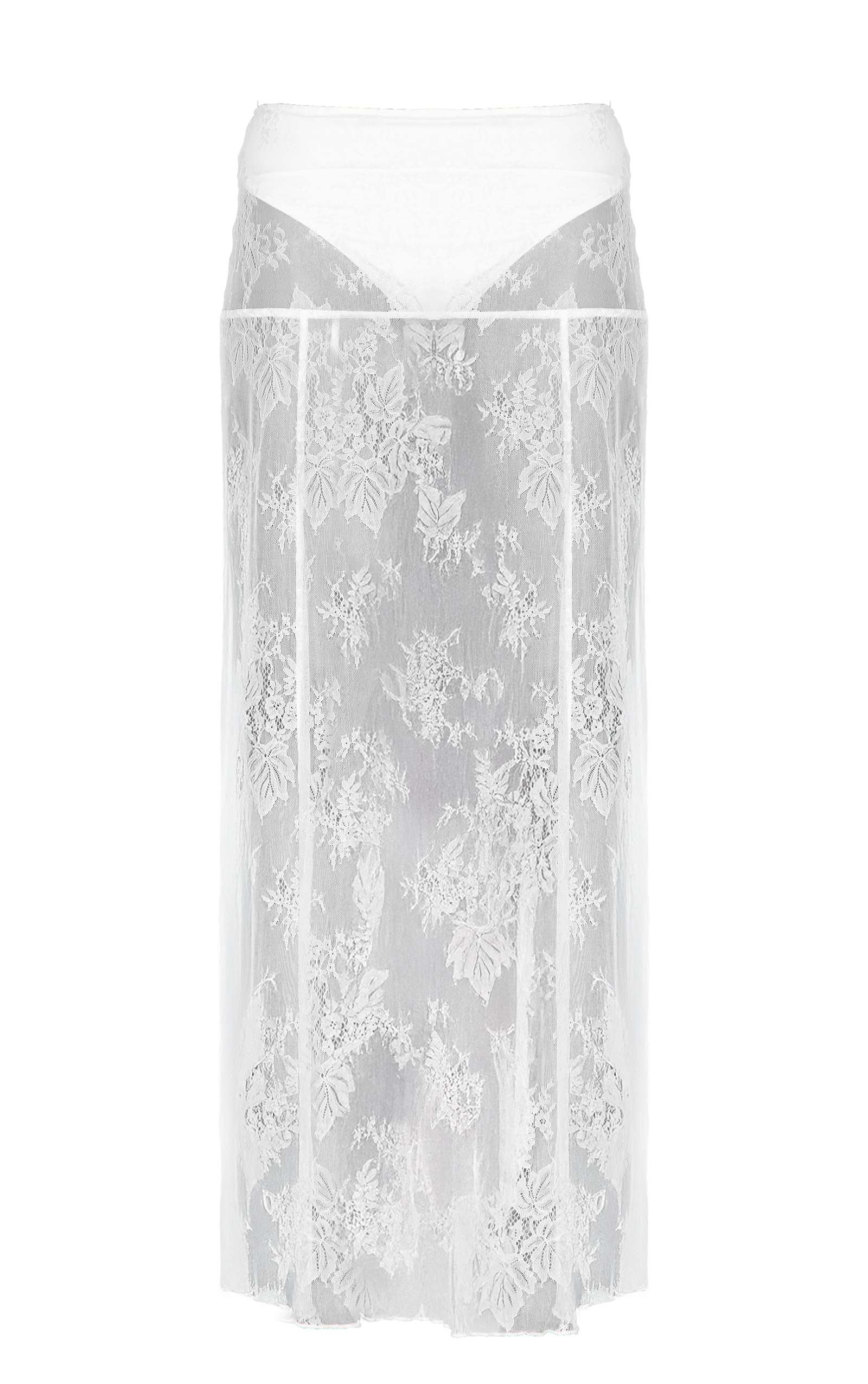 White Knicker Insert Floral Lace Sheer Maxi Skirt | Bottoms | PLT