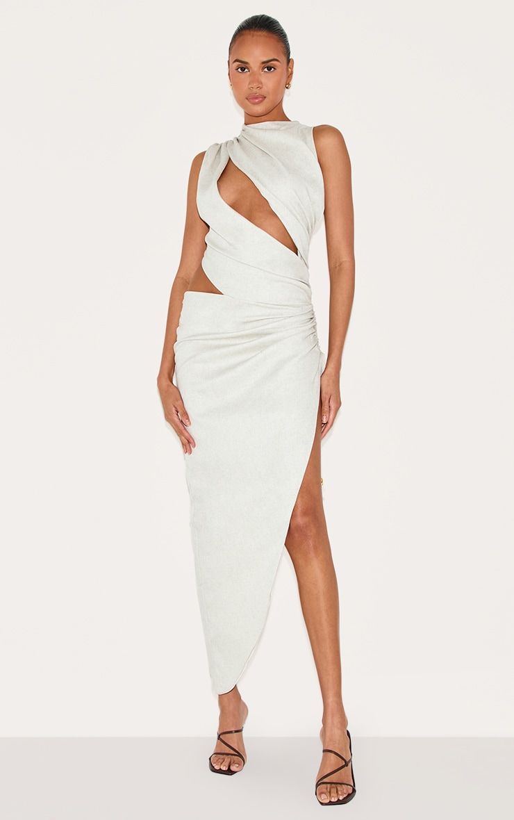 PLT Label Off White Draped Skirt Midaxi Dress | Dresses ...