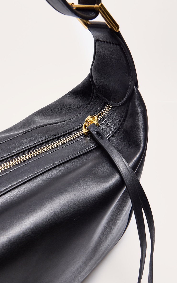 Black Oversized PU Slouchy Shoulder Bag | Accessories | PLT USA