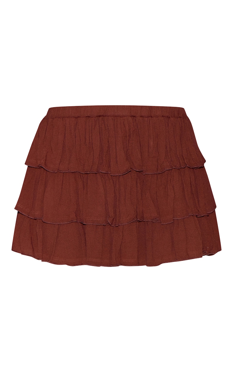 Petite Chocolate Cheesecloth Ruffle Mini Skort | Petite | PLT