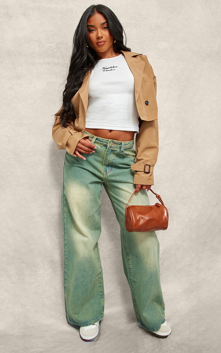 Taupe Belted Cropped Trench Coat | Outerwear | PrettyLittleThing