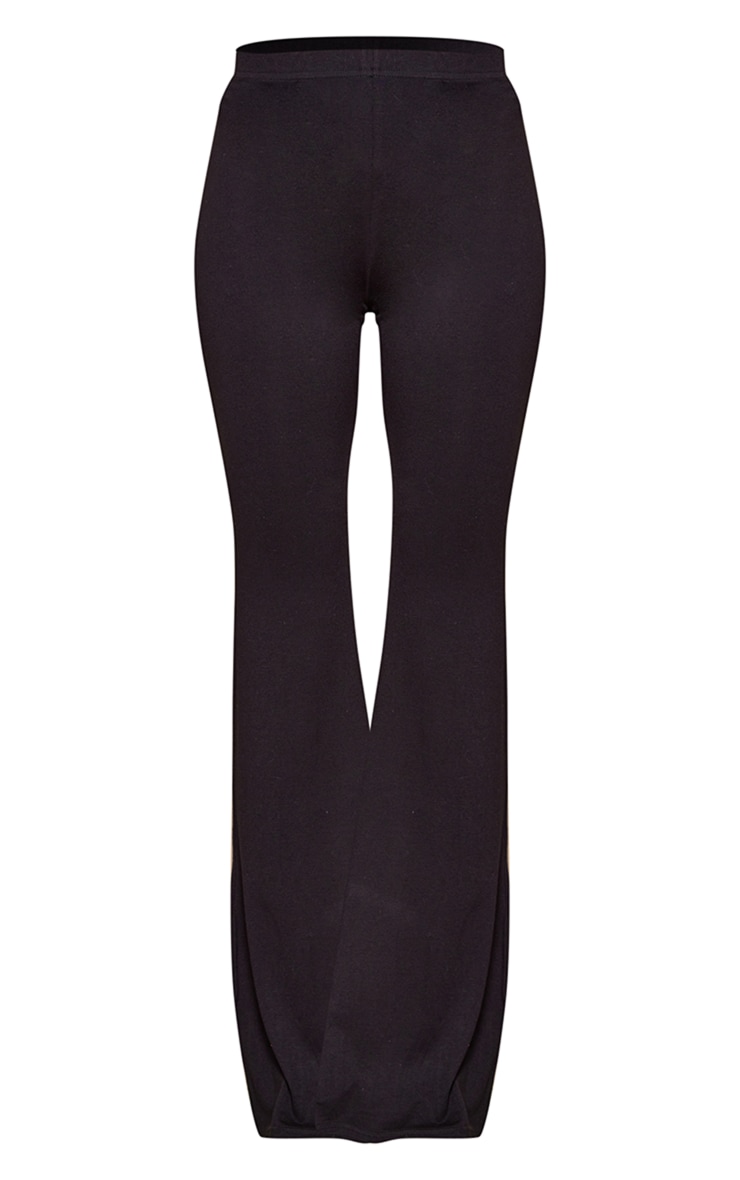 Black Jersey Low Rise Flared Pants | PrettyLittleThing KSA