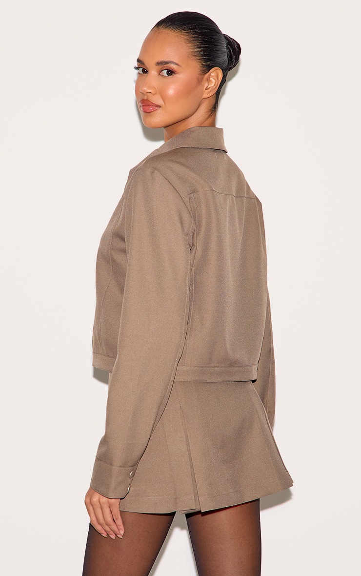 Mocha Woven Boxy Jacket | Co-ords | PrettyLittleThing