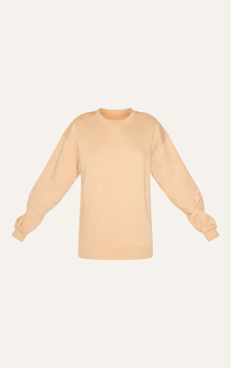 Sand Oversized Plain Fit Sweatshirt | Sweat | PrettyLittleThing