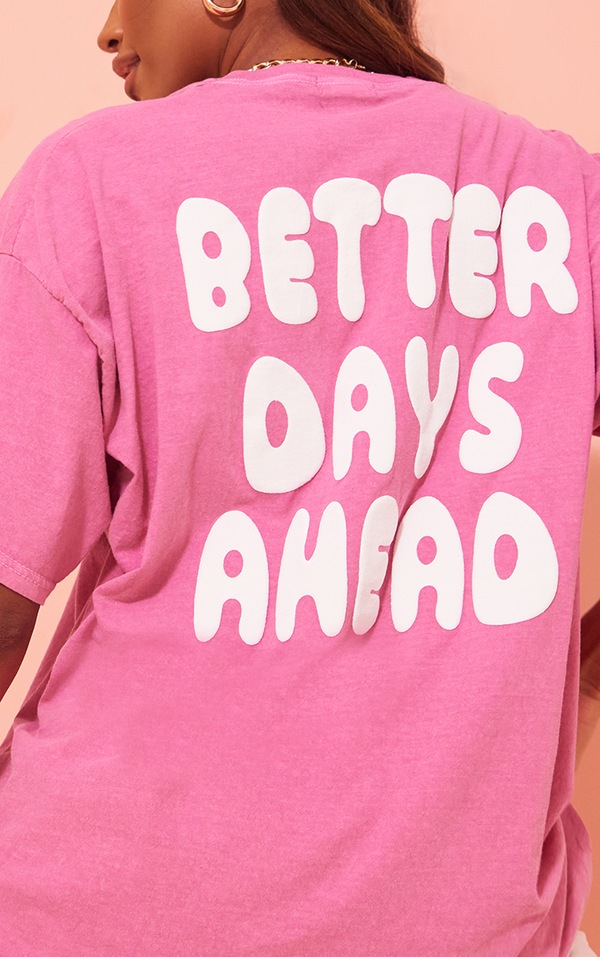 Hot Pink Better Days Ahead Bubble Print T Shirt | Tops | PLT