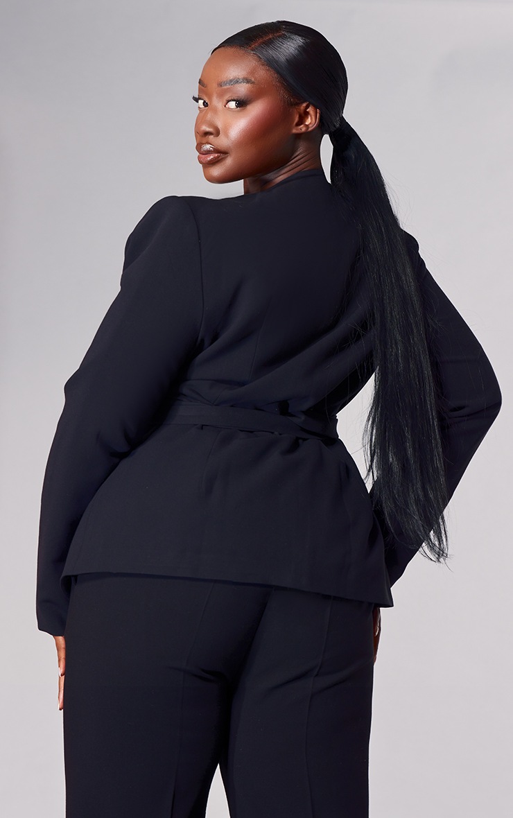 PLT Label Plus Black Strap Cross Over Fitted Blazer | Plus Size ...