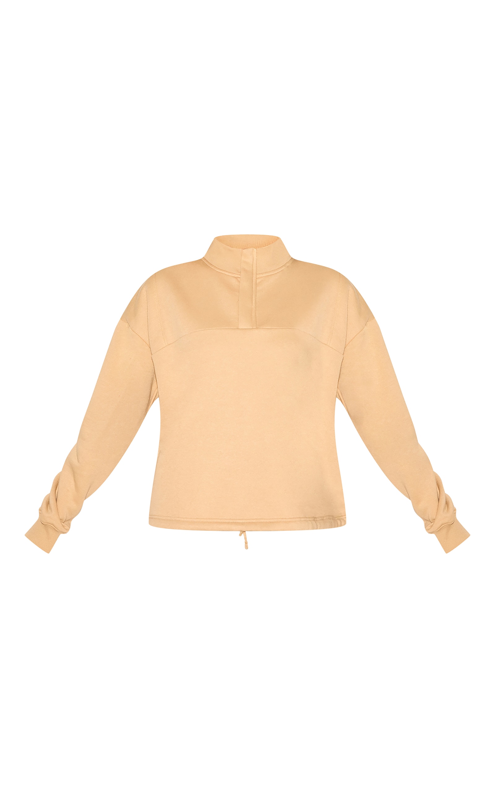 Latte Drawstring Hem Quarter Zip Sweatshirt | Athleisure | PLT