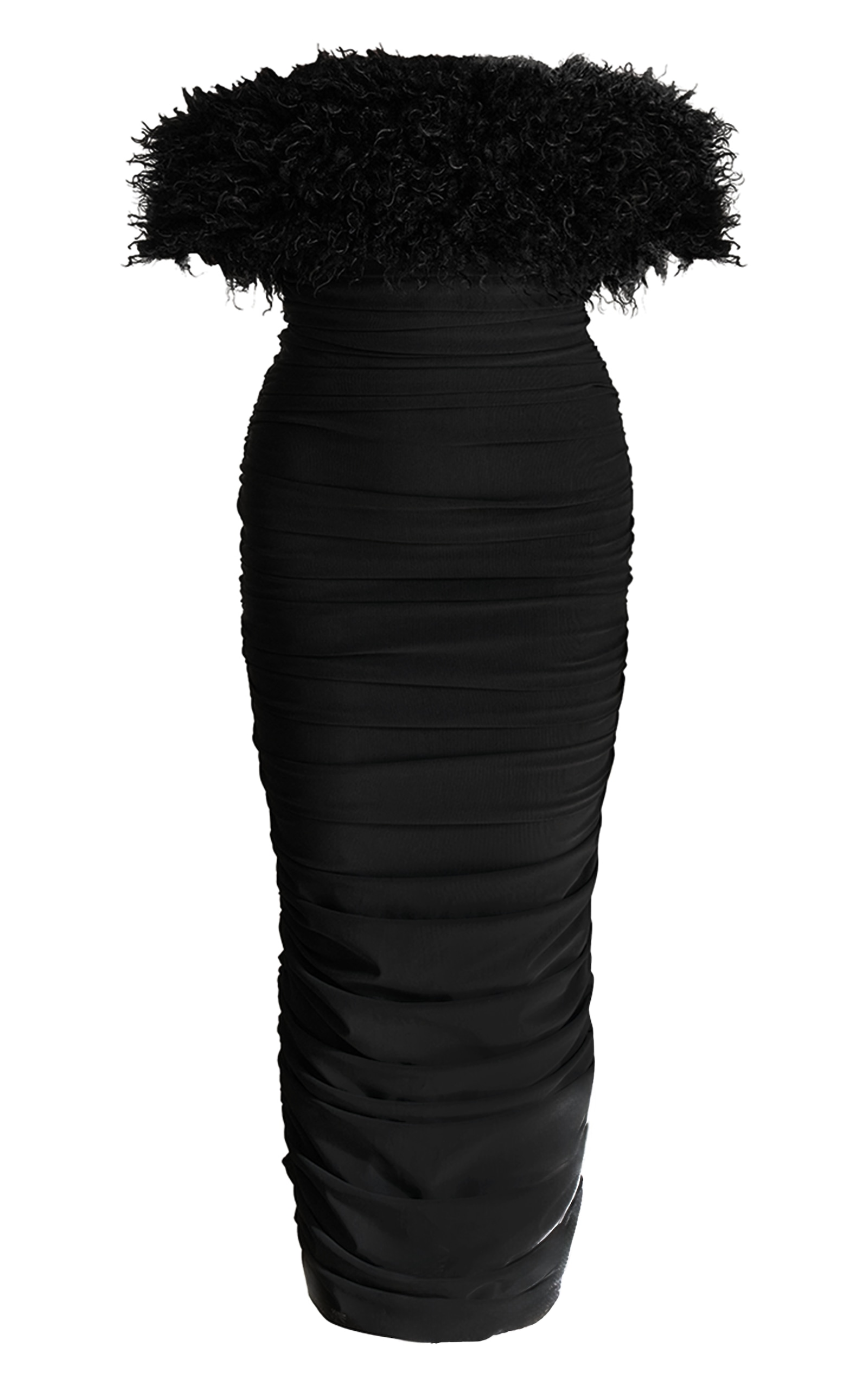 PLT Label Black Bandage Faux Shearling Dress | Dresses | PLT