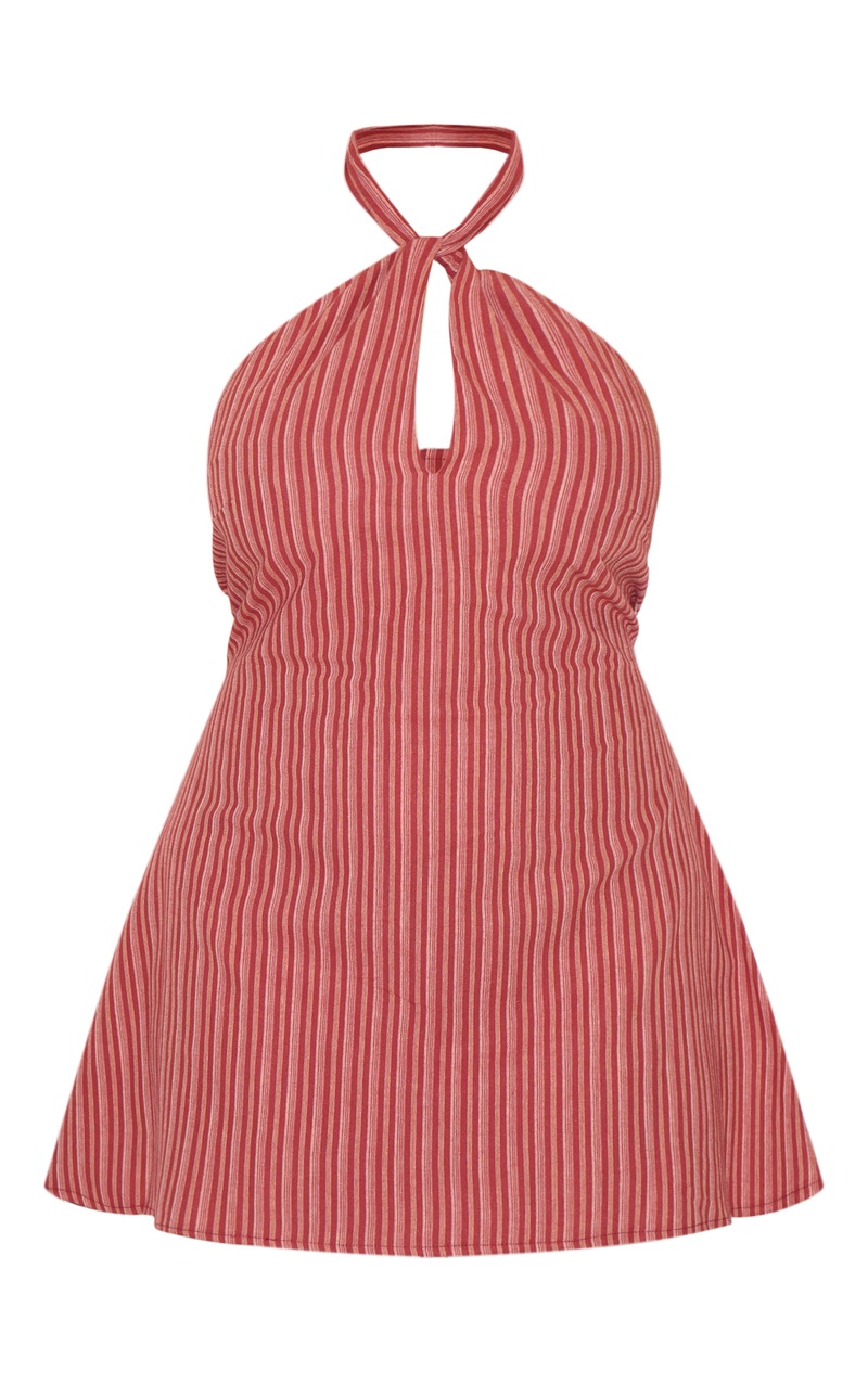 Plus Rust Striped Halterneck Shift Dress | Plus Size | PLT USA