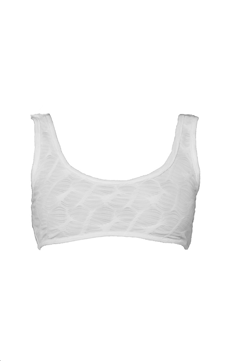 Cream Textured Crop Top | Tops | PrettyLittleThing