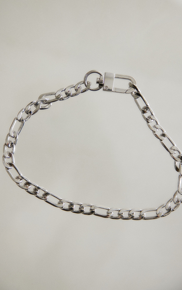 Silver Flat Chain Clasp Necklace | PrettyLittleThing