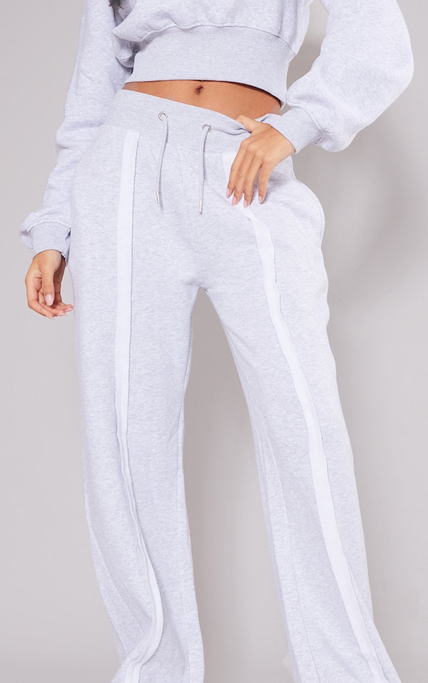 Tall Ash Grey High Waisted Wide Leg Joggers | Tall | PLT