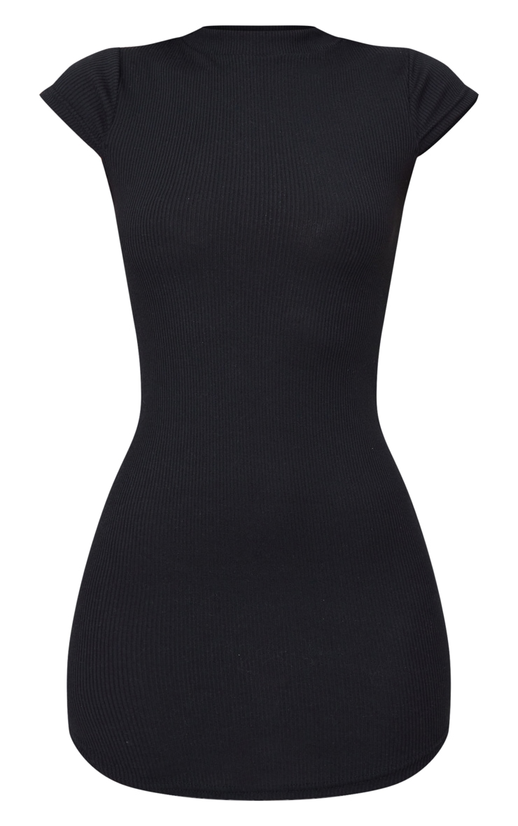 Black High Neck Ribbed Bodycon Dress | Dresses | PrettyLittleThing USA