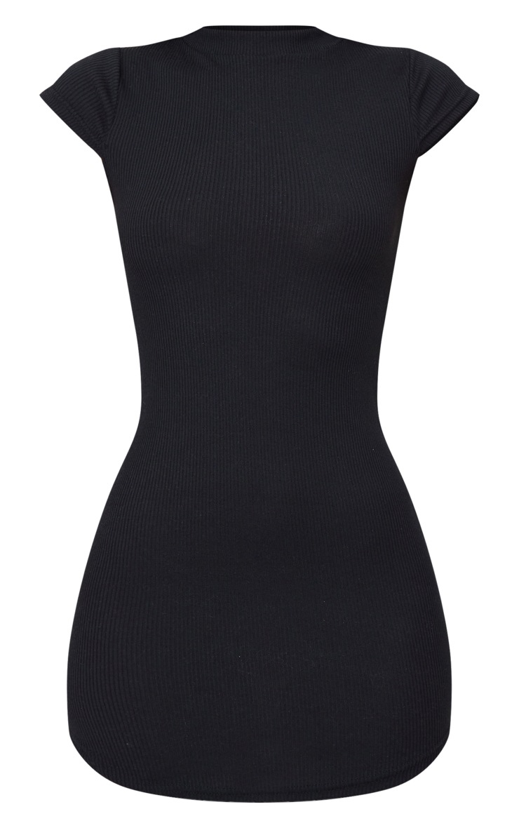 Black High Neck Ribbed Bodycon Dress | Dresses | PrettyLittleThing USA