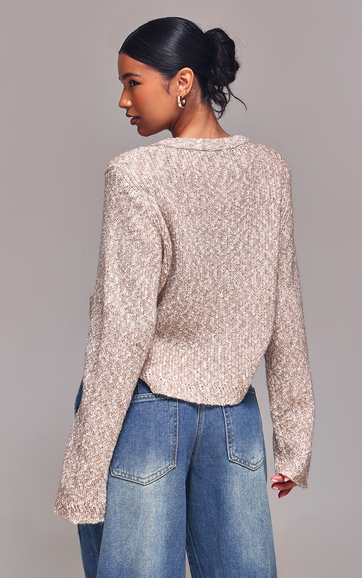 Mocha Marl Textured Bobble Knit Pocket Cardigan | Knitwear ...