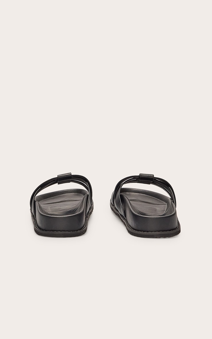 Black Pu Round Toe Weave Chunky Strap Sandals | Footwear | PLT