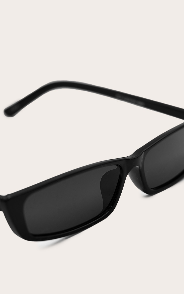 Black Slim Rectangular Lense Sunglasses | Accessories | PLT