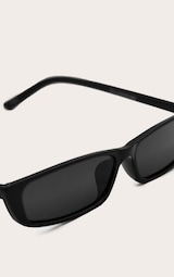 Black Slim Rectangular Lense Sunglasses | Accessories | PLT