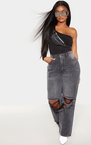 Shape Black Jersey One Shoulder Bodysuit | Shape | PrettyLittleThing USA