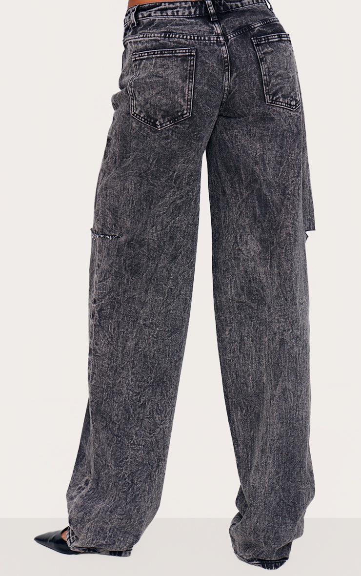 Tall Washed Grey Straight Leg Ripped Side Jeans | Tall | PLT