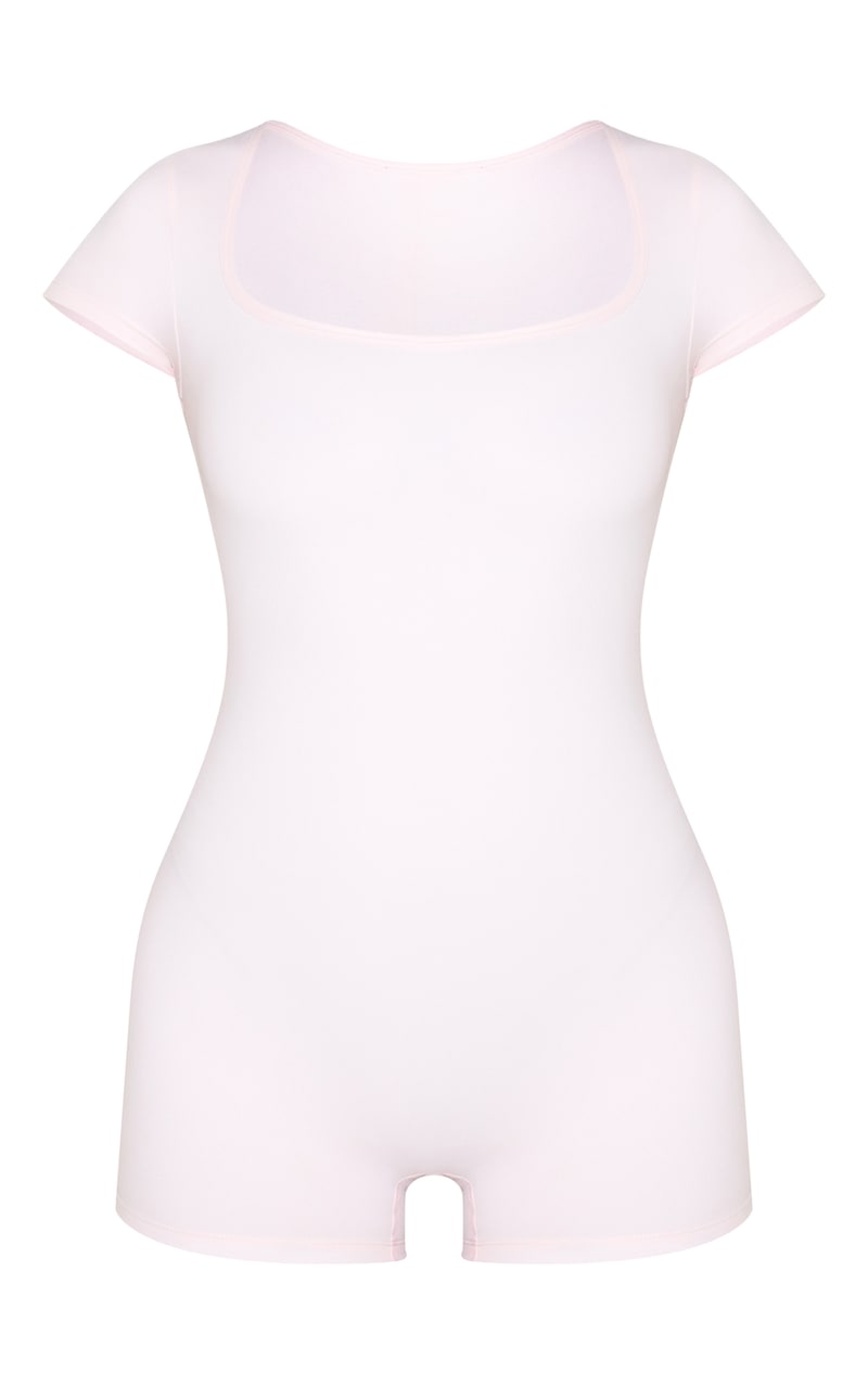 Baby Pink Square Neck Contour Sculpt Unitard | Dresses ...