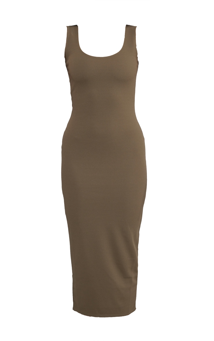 Khaki Square Neck Midaxi Dress | Dresses | PrettyLittleThing USA