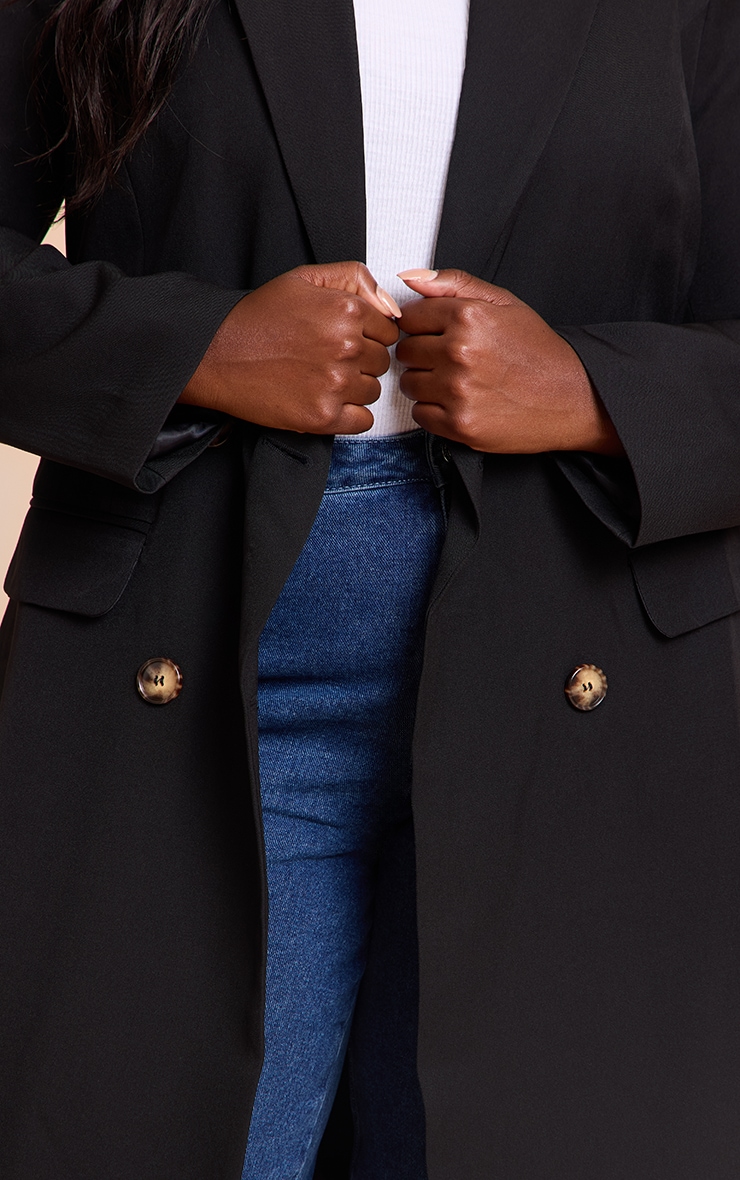 Plus Black Maxi Length Duster Coat | Plus Size | PrettyLittleThing USA