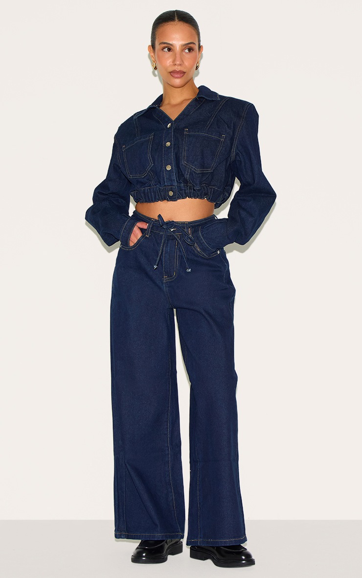 Petite Dark Indigo Cropped Denim Jacket | Petite | PLT