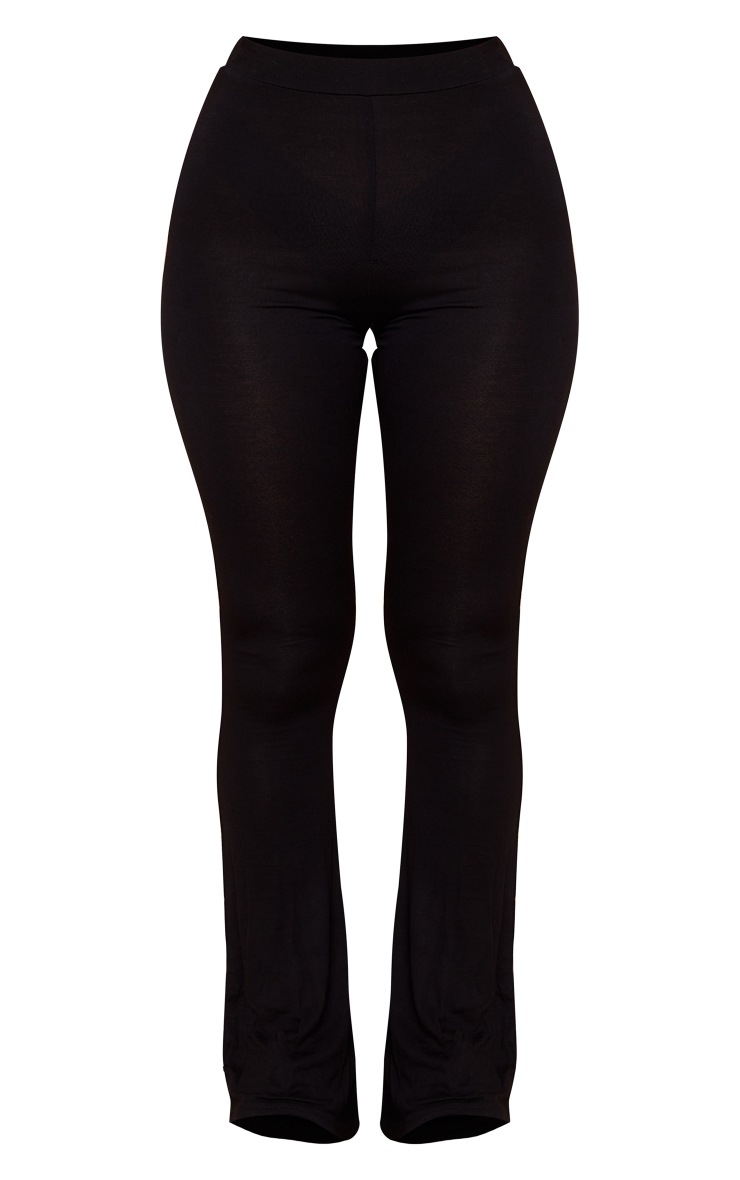 Petite Basic Black Jersey Wide Leg Flares | Petite | PrettyLittleThing USA